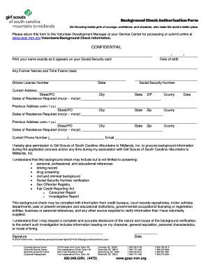 Fillable Online Background Check Authorization Girl Scouts Of South Carolina Fax Email Print