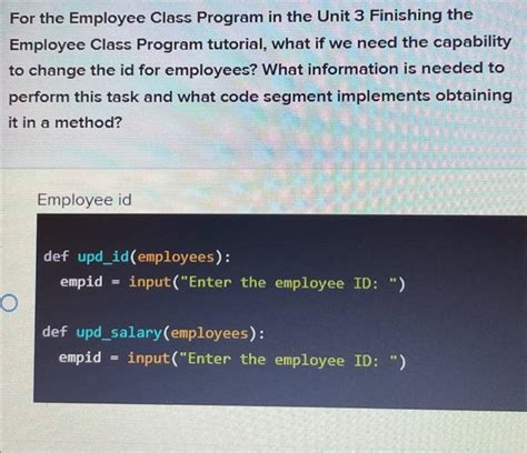Solved For The Employee Class Program In The Unit 3