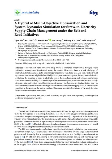 Pdf A Hybrid Of Multi Objective Optimization And System Dynamics