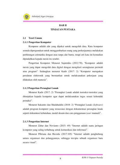 1 8 Bab Ii Tinjauan Pustaka Bab Ii Tinjauan Pustaka 21 Teori Umum 211 Pengertian Komputer