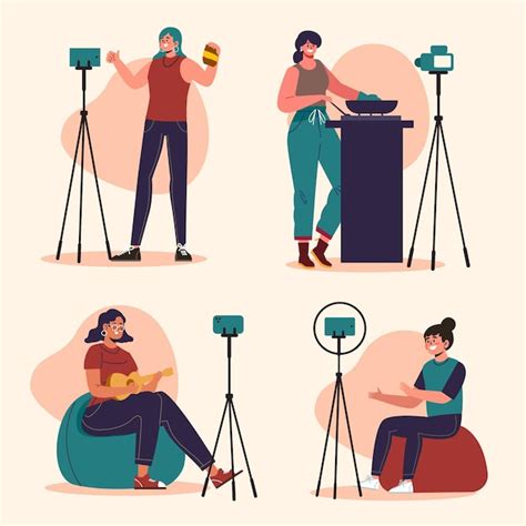 손으로 그린 플랫 프로필 아이콘 모음 무료 벡터