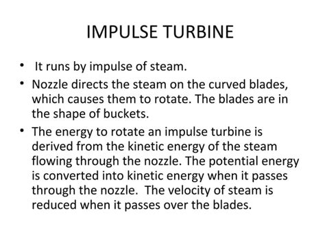 Reaction And Impulse Turbine Comparison Ppt Physics Science