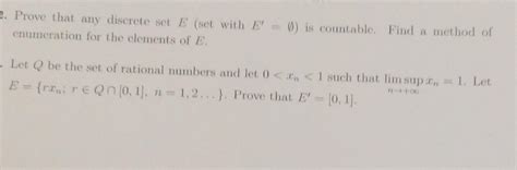 solved prove that any discrete set e set with e′ ∅ is