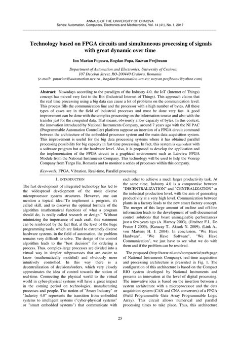 Pdf Technology Based On Fpga Circuits And Simultaneous Processing Of