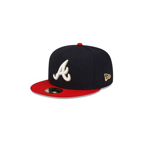 New Era Atlanta Braves Gold Collection Cap 59fifty Navy Red Unused