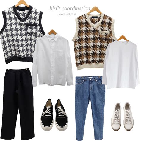 히즈핏 댄디룩 하면😎 니트조끼 코디지😘 여자가 코디하는 여자가 더 좋아하는💕 남자 쇼핑몰 히즈핏 Facebook