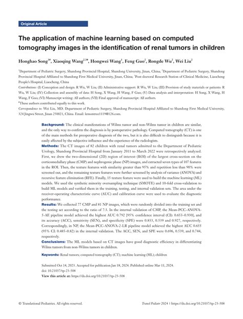 Pdf The Application Of Machine Learning Based On Computed Tomography Images In The