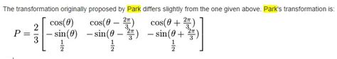 Can You Help Me With A Problem With Park And Clark Transformations In