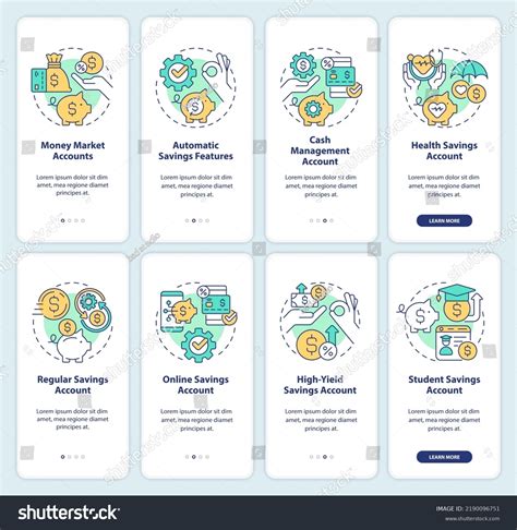 Saving Accounts Types Onboarding Mobile App Stock Vector Royalty Free 2190096751 Shutterstock