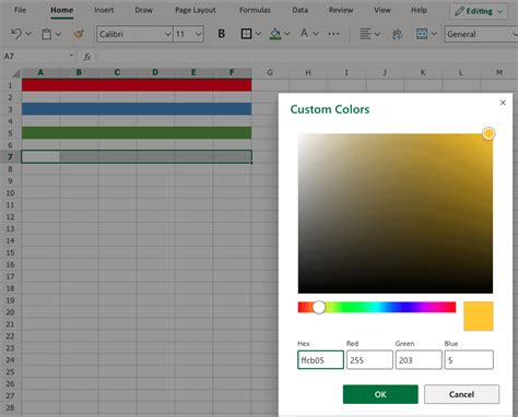 Excel Format Colors