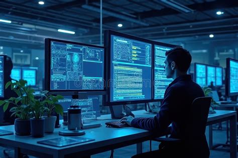 Cutting Edge Cybersecurity Technology In Action Stock Illustration Illustration Of