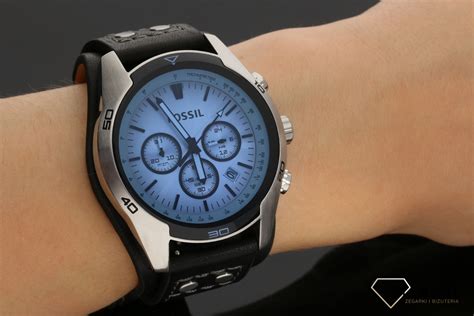Męski Zegarek Fossil Ch2564 Sport Chronograph Niebieska Tarcza Skórzany Pasek Zegarki