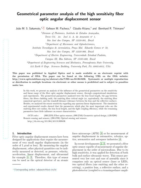 2015 Arxiv Geometrical Parameter Analysis Of A High Sensitivity Fiber Optic Angular