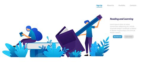 학교와 교육의 디자인 개념을 배우거나 공부하고 문구와 연필로 책을 읽는다 플랫 벡터 일러스트 컨셉은 방문 페이지 템플릿 Ui