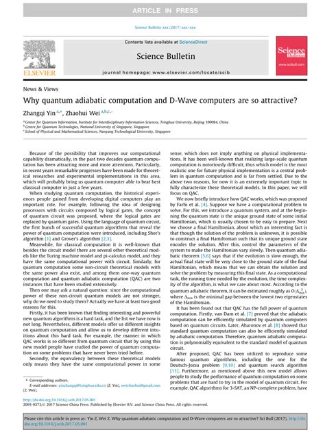 Pdf Why Quantum Adiabatic Computation And D Wave Computers Are So Attractive