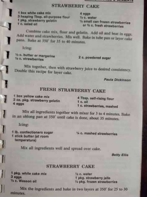 Delicious Strawberry Cake Menu