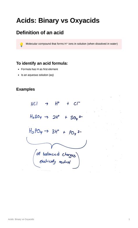 Acids Binary Vs Oxyacids Acids Binary Vs Oxyacids Definition Of An