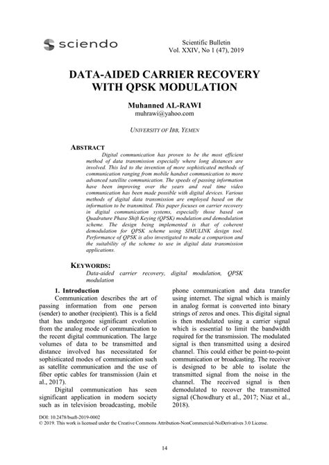 Pdf Data Aided Carrier Recovery With Qpsk Modulation