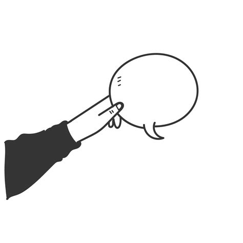 hand drawn doodle person holding blank bubble talk 48039760 vector art