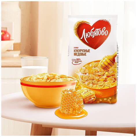 Готовый завтрак Любятово Хлопья кукурузные медовые, 250 г — купить в ...