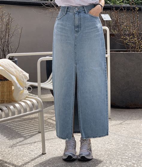 러브데님스커트1color 데일리룩러블리롱스커트치마데님데님스커트청치마맥시스커트청연청중청 에이블리