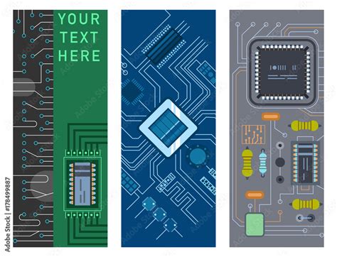 Computer Ic Chip Template Microchip Brochure Circuit Board Design Abstract Background Vector