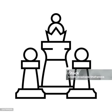 체스 게임 라인 아이콘 컨셉 기호 개요 벡터 일러스트레이션 선형 기호 개체 그룹에 대한 스톡 벡터 아트 및 기타 이미지 개체 그룹 경쟁 공 스포츠 장비 Istock