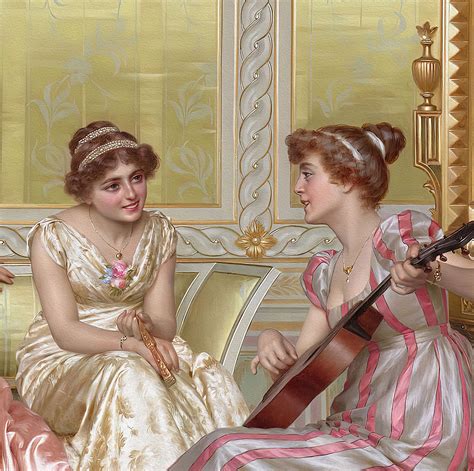 Victorian Women Print 19th Century Girls Playing Guitar Downloadable