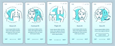모바일 앱 페이지 화면 벡터 템플릿 온보딩 수술 리프트 절차 5에 대한 스톡 벡터 아트 및 기타 이미지 5 개념 건강