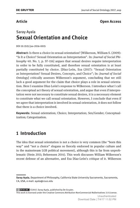 Pdf Sexual Orientation And Choice