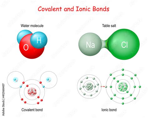 Ionic Vs Covalent Bonds Stock Vector Adobe Stock