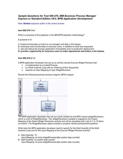 Sample Questions For Test 000 276 IBM Business Process Manager