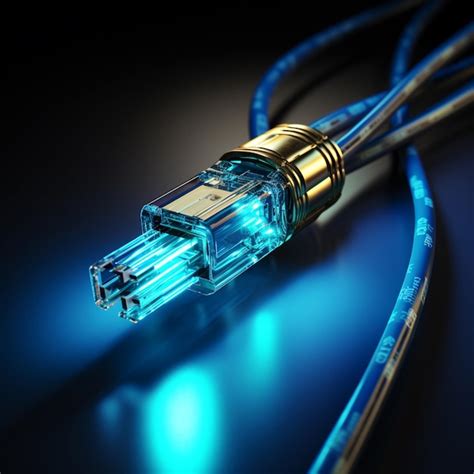 Premium Ai Image A Blue Ethernet Cable With Yellow Connecting Point