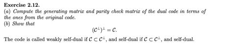 Solved Exercise 212 A Compute The Generating Matrix And