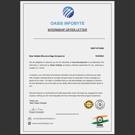 Bhuvana Addala On Linkedin Internship Oasisinfobyte Javadevelopment