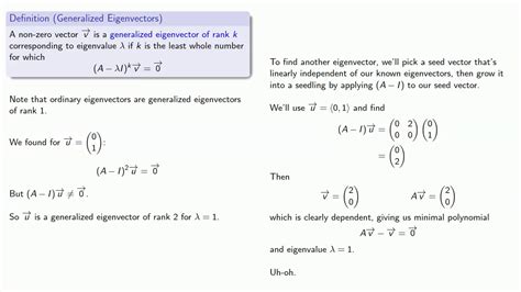 Generalized Eigenvectors Part One Youtube