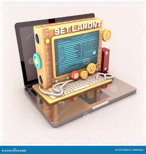3d computer laptop and program code development web coding concept ai