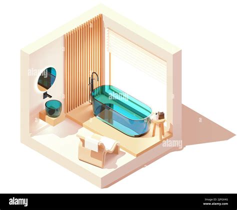 Vector Isometric Modern Bathroom White Bathroom With Wooden Elements