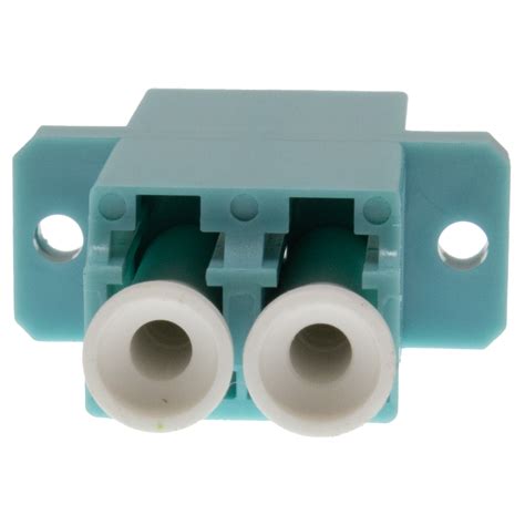 Adapter LC To LC Duplex Multi Mode Plastic Body With Flange GIG OM OM Aqua Blue SC Foot