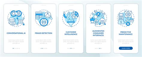 Ai And Data Science In Business Blue Onboarding Mobile App Screen Walkthrough 5 Steps Editable