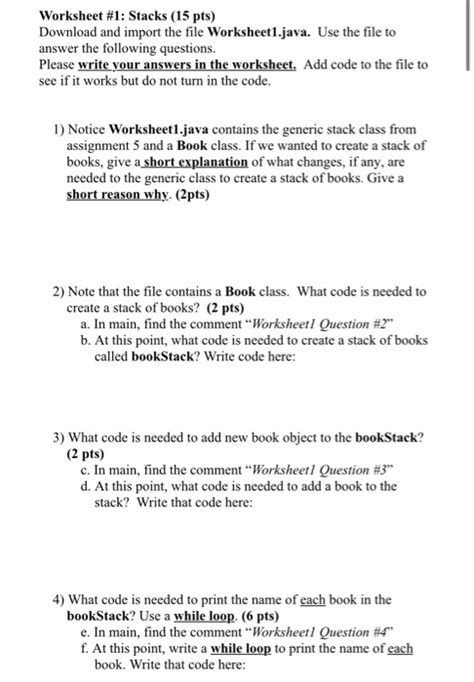 Worksheet 1 Stacks 15 Pts Download And Import The