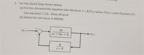 Solved For The Closed Loop Shown Below A Put The Chegg Com
