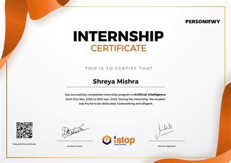 Thrilled To Share That Lve Successfully Completed My Internship In Artificial Intelligence