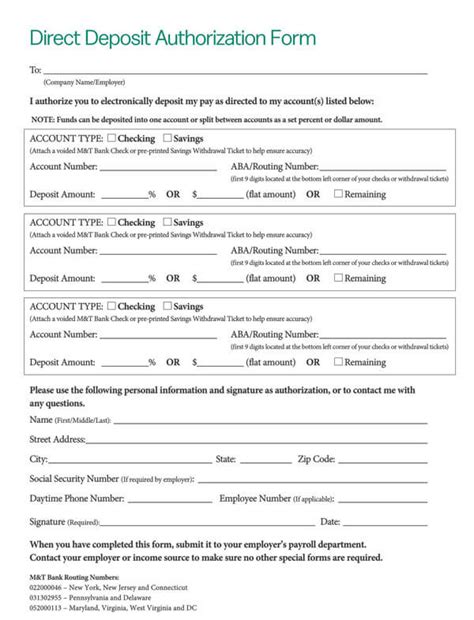 20 Free Direct Deposit Authorization Forms Word Pdf