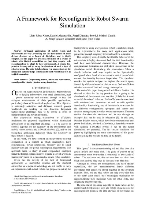 Pdf A Framework For Reconfigurable Robot Swarm Simulation