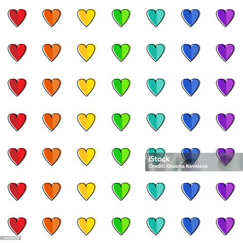 패턴 Lgbt 하트 흰색 배경에 무지개 벡터 디자인 그림입니다 기호 로고 프린트 프라이드 배너 Lgbtqia 문화에 대한 스톡