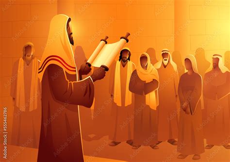 Jesus Reading The Scroll Of The Prophet Isaiah Stock Vector Adobe Stock