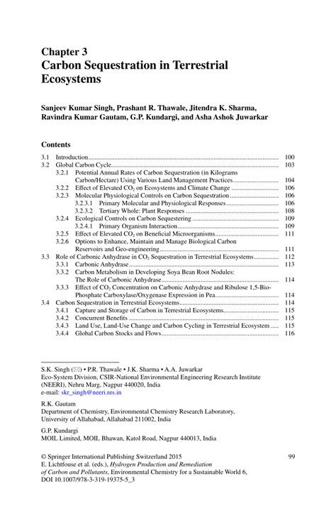 Pdf Carbon Sequestration In Terrestrial Ecosystems