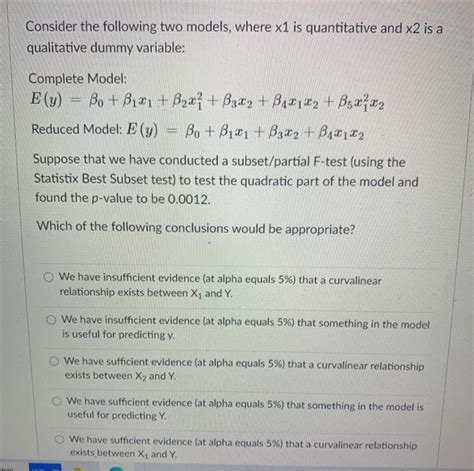 Solved Consider The Following Two Models Where X Is Chegg