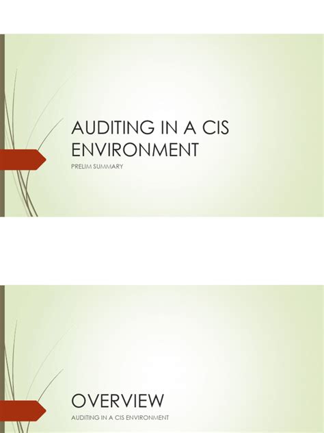 Auditing In Cis Environment Prelim Pdf Internal Control Databases